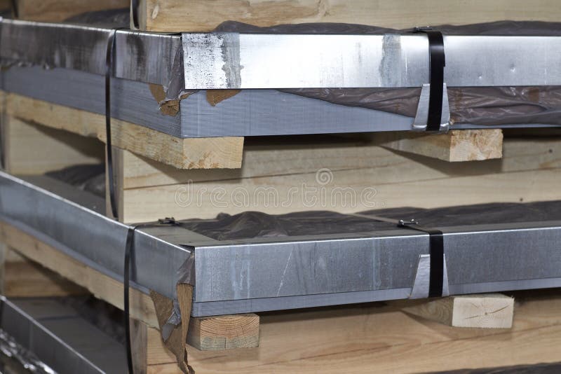 Galvanized Sheet in Packs in Metal Products Warehouse Stock Photo ...