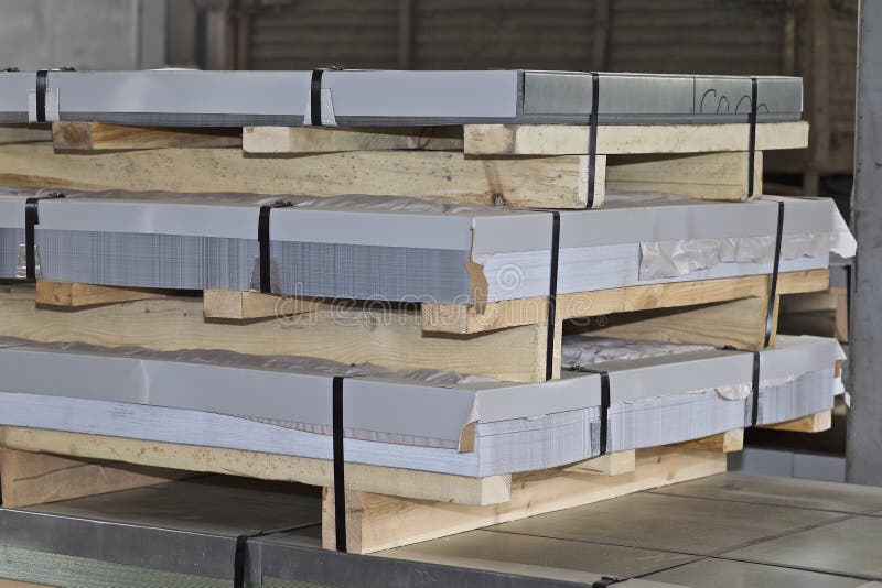 Galvanized Sheet in Packs in Metal Products Warehouse Stock Photo ...