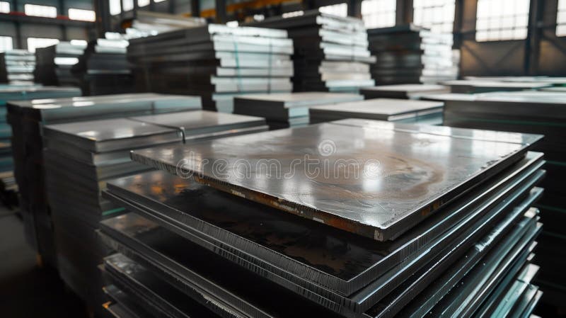 Galvanized Sheet Steel Stacks in Industrial Warehouse Stock ...
