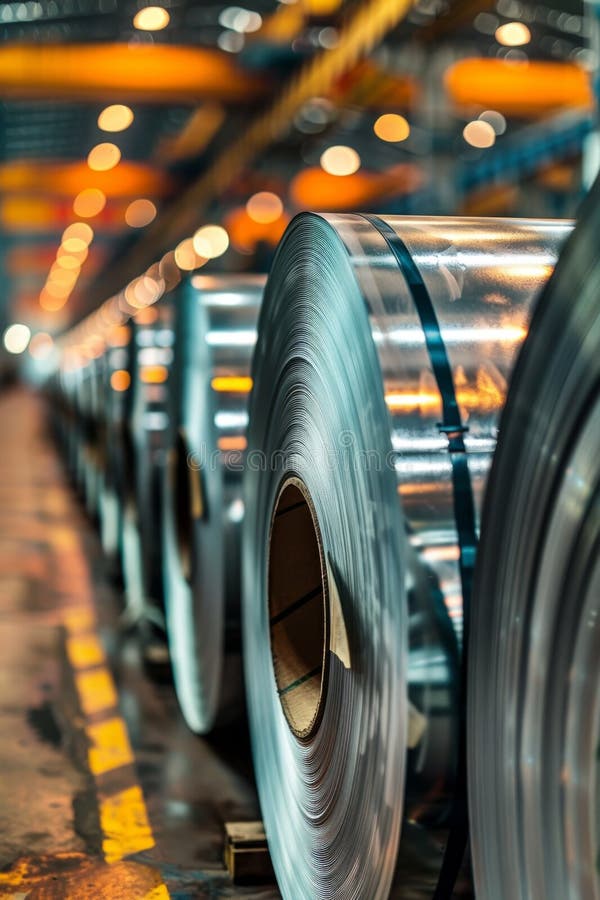 Galvanized Steel Coil Being Processed at a Factory. Stock Illustration ...
