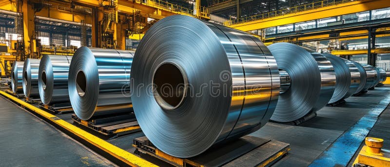 Galvanized Steel Coils, Close-up of Galvanized Steel Coils Being ...