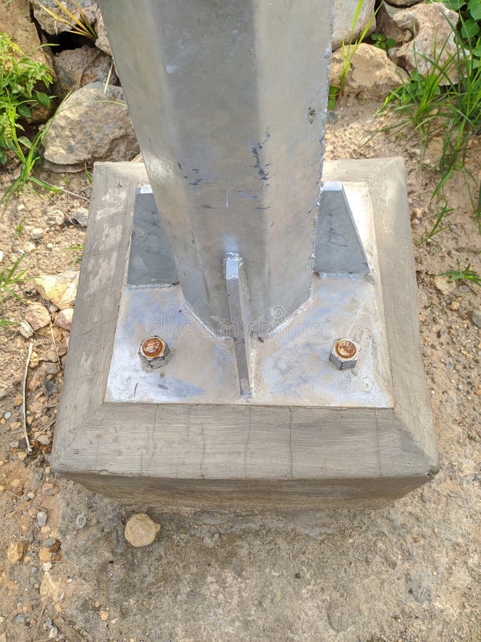 Galvanized Steel Baseboards are Anchored To Concrete Foundations. Stock ...