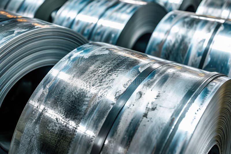 Galvanized Steel Rolls in Industrial Setting Stock Image - Image of ...