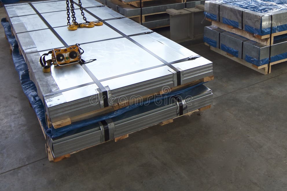 Galvanized Steel Sheets in Packs Stock Image - Image of pack, rolled ...