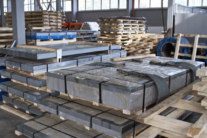 Galvanized Steel Sheets in Packs Stock Photo - Image of package ...