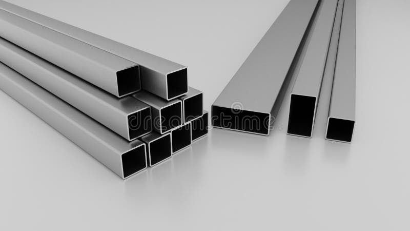 Galvanized Steel Square Pipe, Realistic 3d Rendering Stock Illustration ...