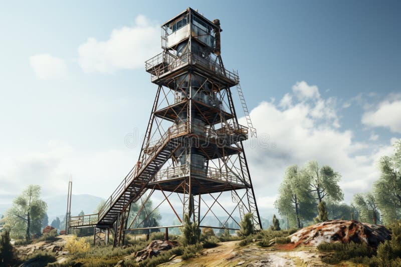 Galvanized Telecom Tower stock illustration. Illustration of cellular ...