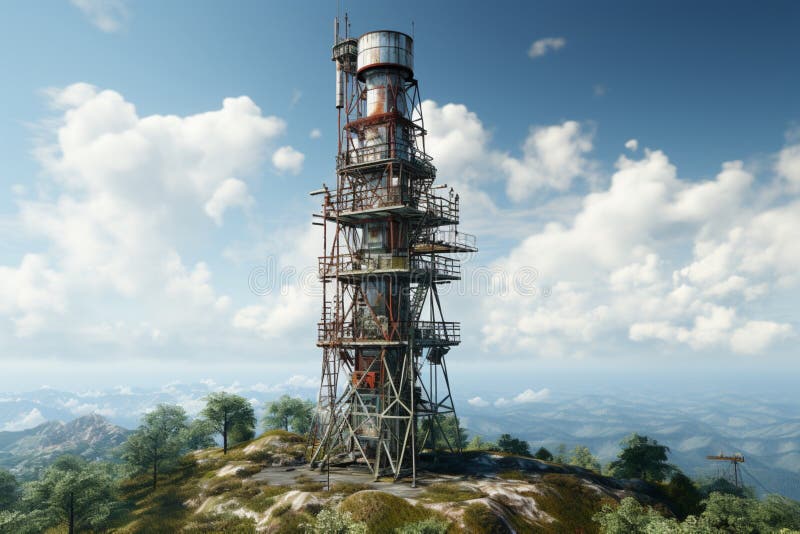 Galvanized Telecom Tower stock illustration. Illustration of signal ...