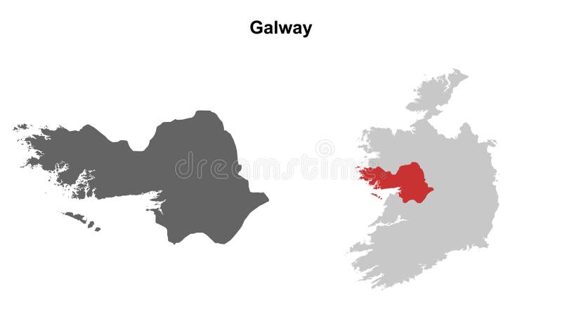 Galway outline map stock vector. Illustration of design - 378869793