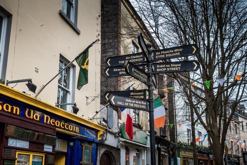 Galway signpost editorial stock photo. Image of tourist - 70705688