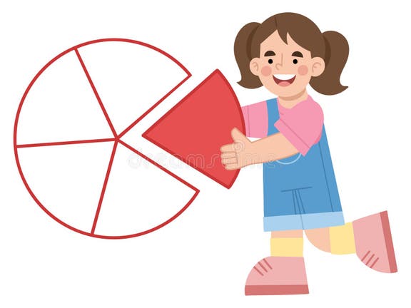 Illustration of a Girl Studying Mathematical Fractions Stock Vector ...