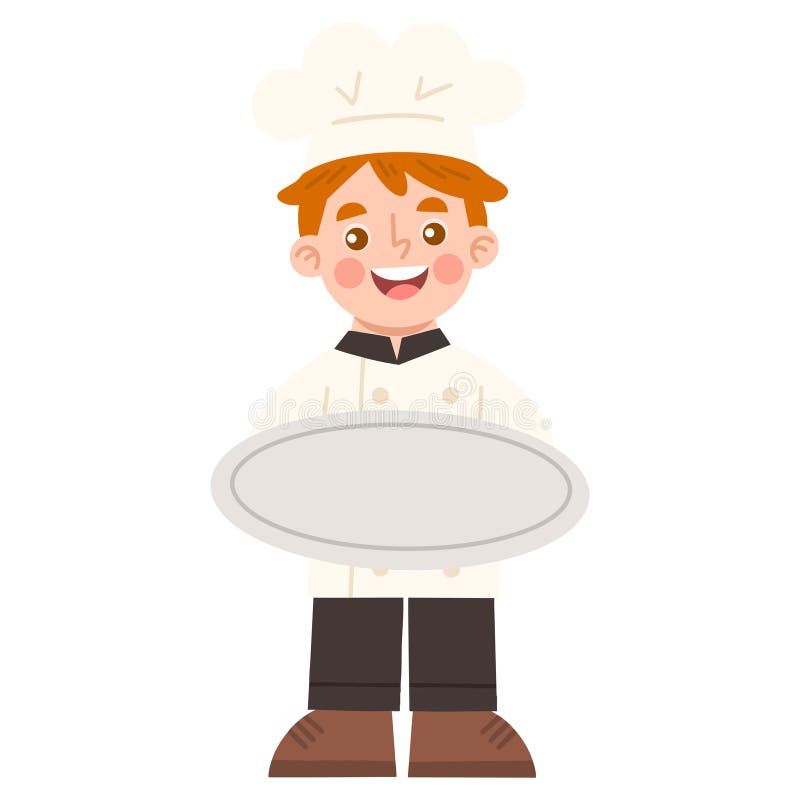 Cheerful Cartoon Chef Holding a Tray Stock Vector - Illustration of ...