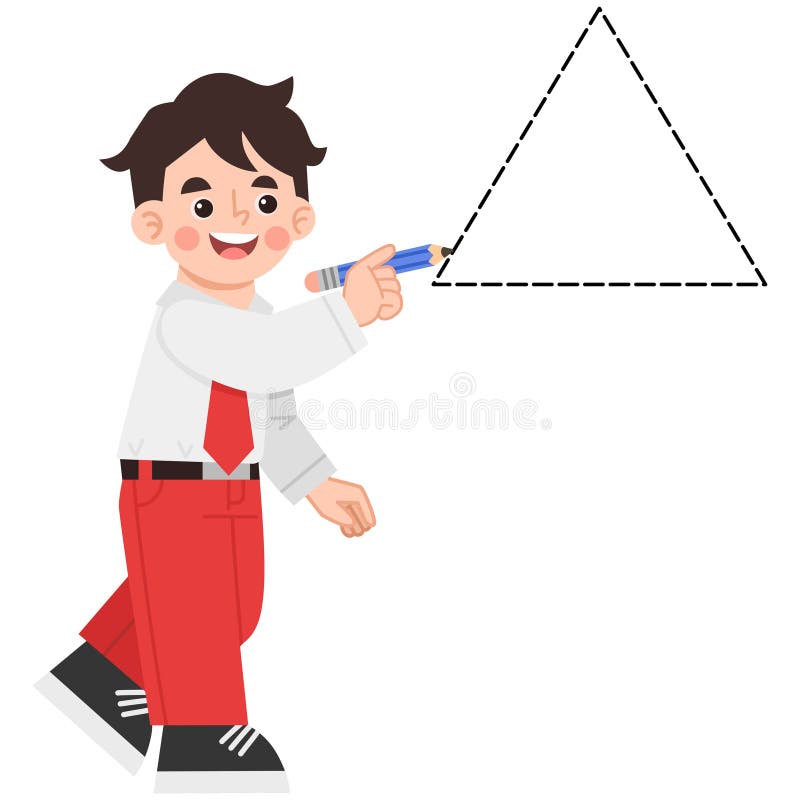 Illustration of Boy Learning Geometric Shapes. Illustration of ...