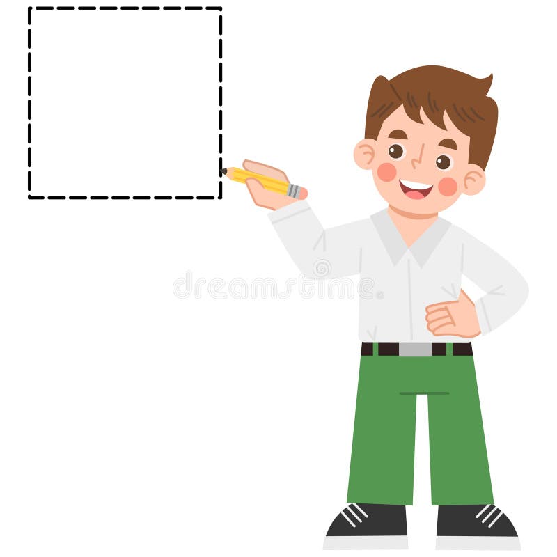 Illustration of Cheerful Boy Learning Geometric Shapes. Illustration of ...
