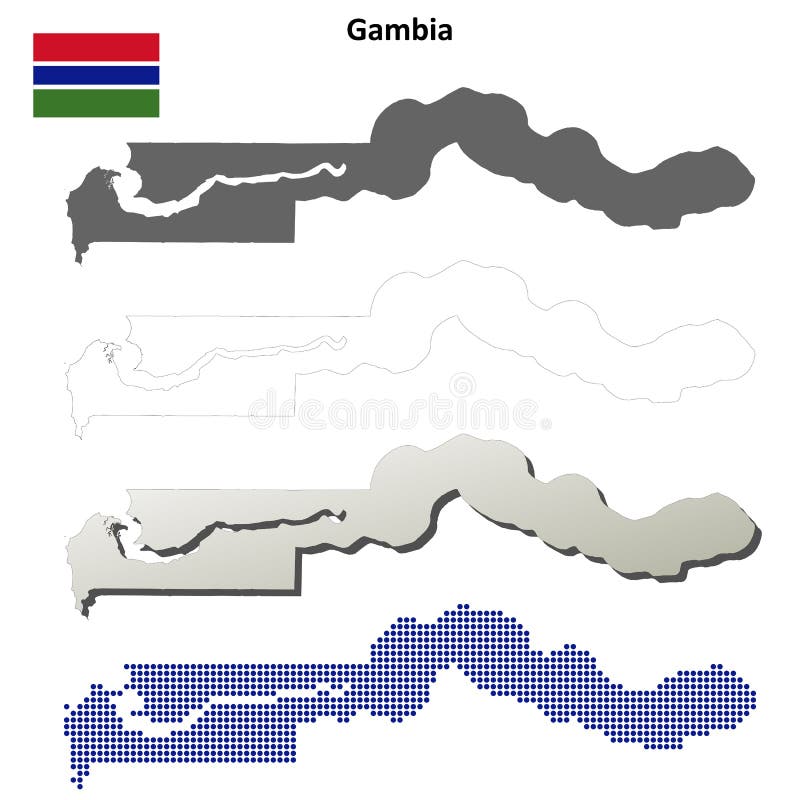 Gambia outline map set stock vector. Illustration of vector - 112819555
