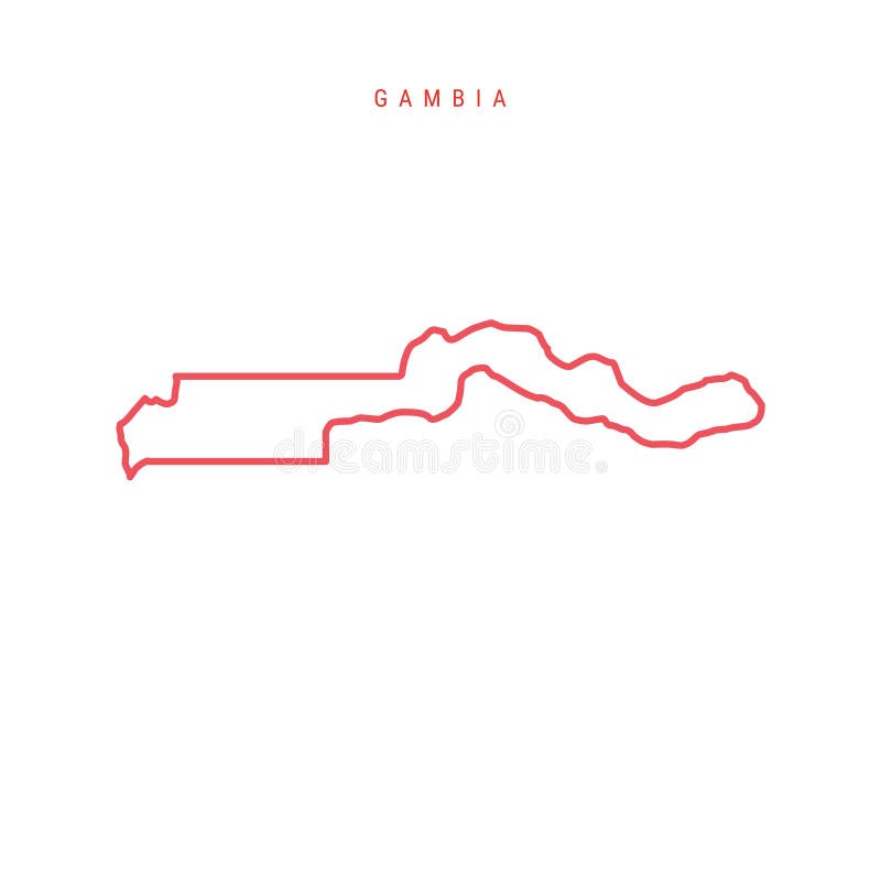 Gambia Editable Outline Map Vector Illustration Stock Vector