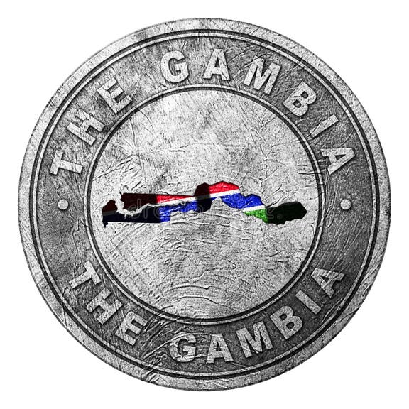 Gambia Flag Button with Map Stock Illustration - Illustration of emblem ...