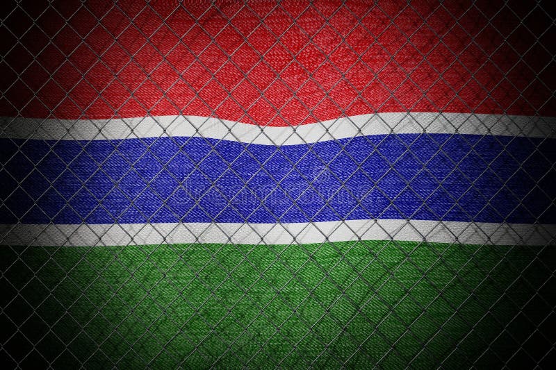Gambia Flag and Wire Mesh Fence Stock Illustration - Illustration of ...