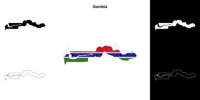 Gambia outline map stock vector. Illustration of boundaries - 323784622