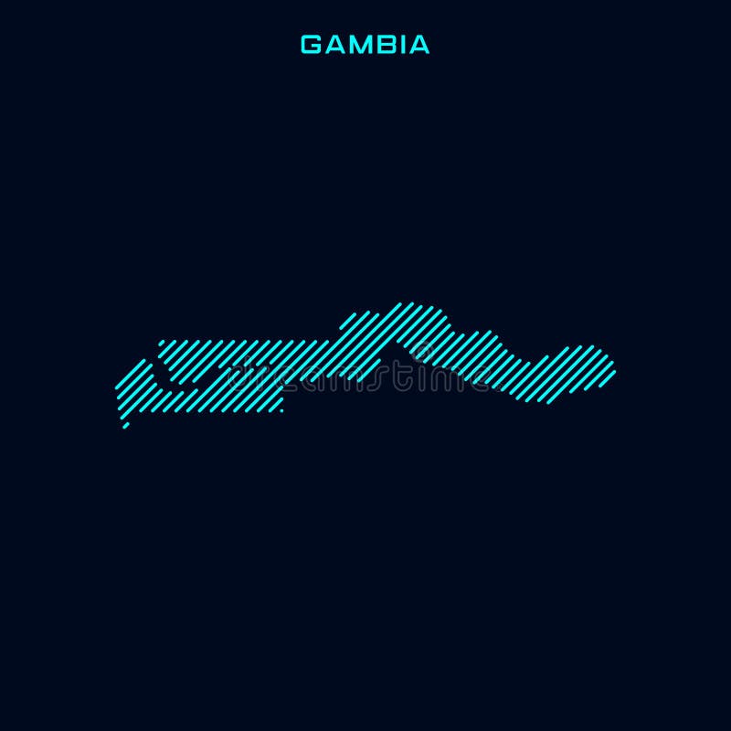 Gambia Striped Map Vector Design Template with Blue Background. Stock ...