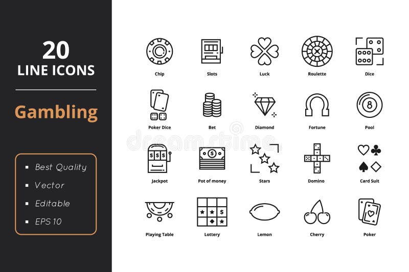 20 Gamble line icons stock illustration. Illustration of fortune ...