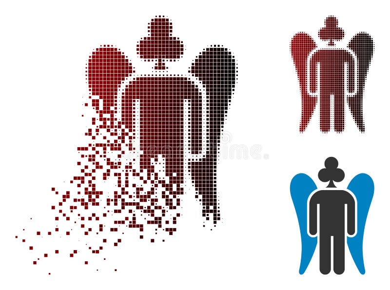 Disappearing Pixel Halftone Gambling Angel Icon Stock Vector ...