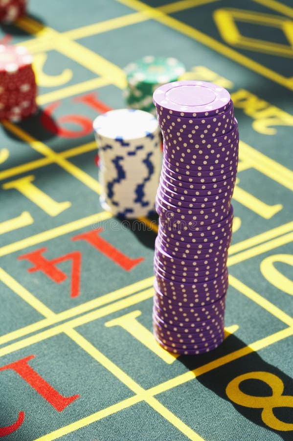 Gambling Chips on Roulette Table Close Up Stock Photo - Image of game ...
