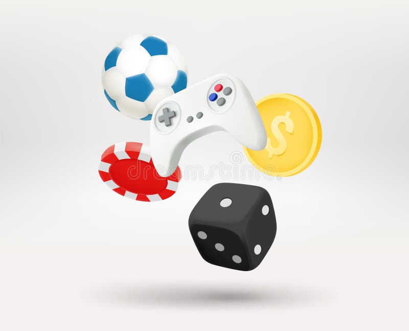 Gambling Concept with Different Game Elements. 3d Vector Illustration ...