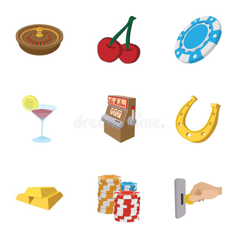 Gambling Icons Set, Cartoon Style Stock Vector - Illustration of chips ...