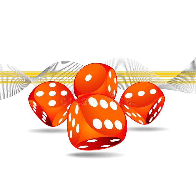 Gambling Illustration with Four Red Dice Stock Vector - Illustration of ...