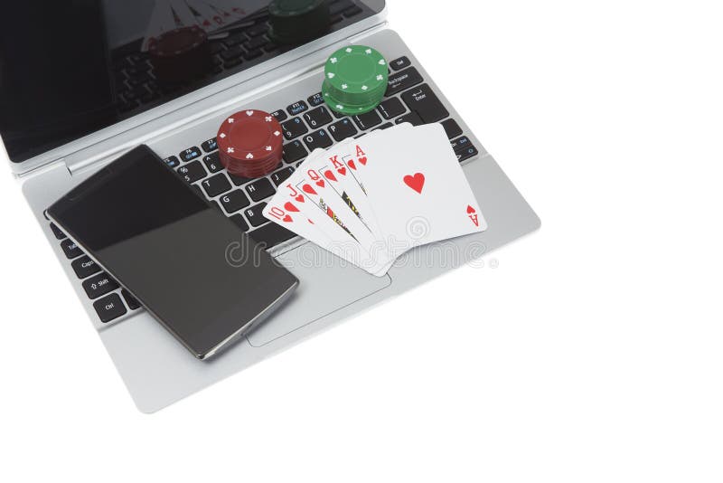 Gambling on Line or on Mobile Stock Image - Image of open, white: 76901899