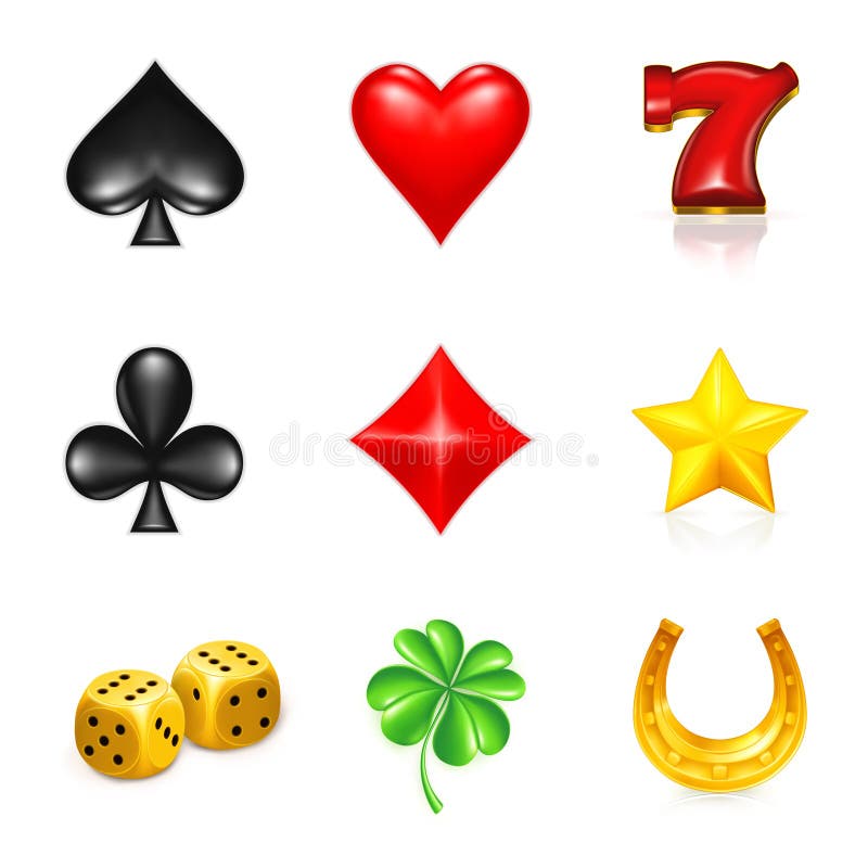 Gambling and Luck, Icon Set Stock Vector - Illustration of heart, play ...