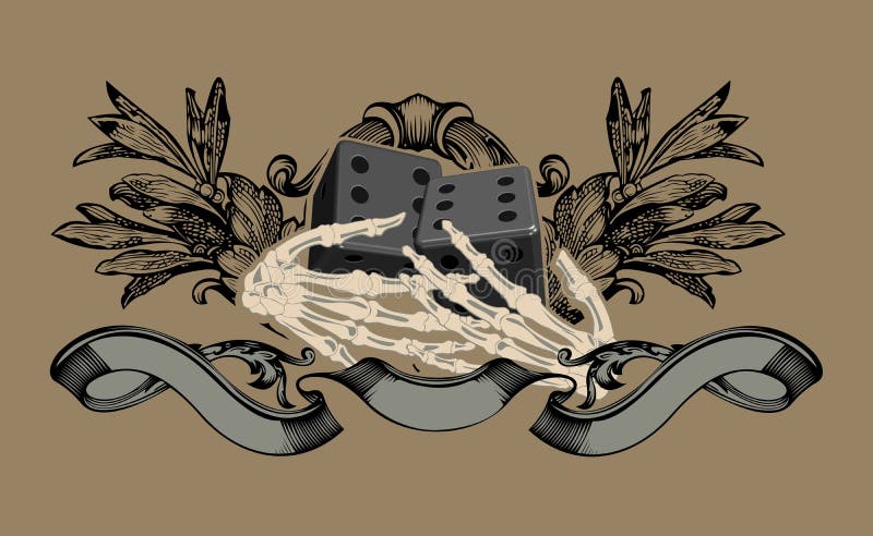 Gambling Sign with Skeleton Hands. Stock Vector - Illustration of ...