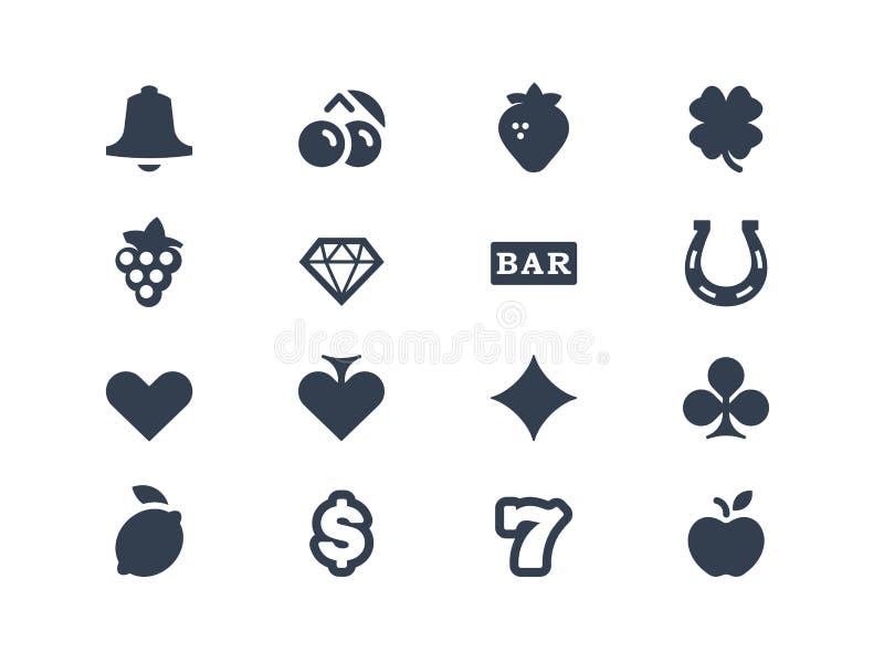 Gambling and Slot Machine Icons Stock Vector - Illustration of gambling ...