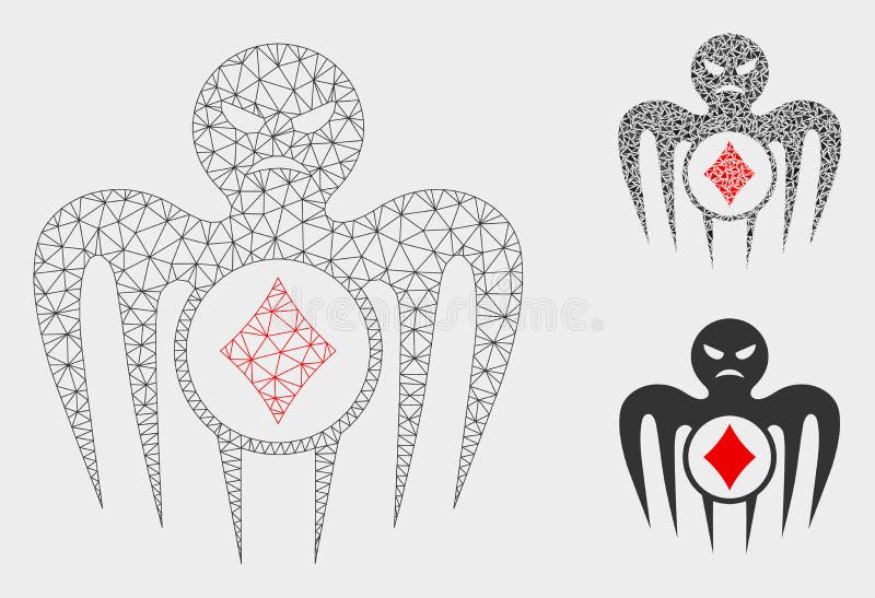 Gambling Spectre Monster Vector Mesh Wire Frame Model and Triangle ...