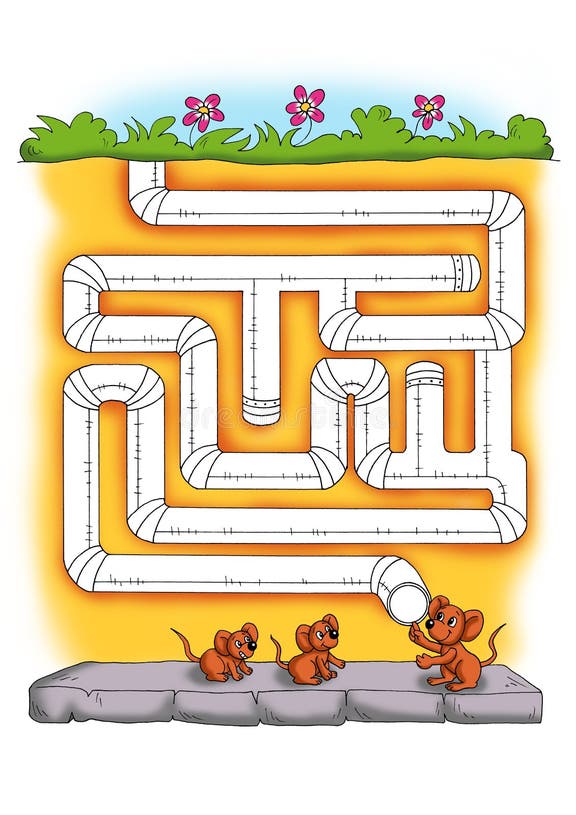 Game 6 - the labyrinth stock illustration. Illustration of mice - 13153818