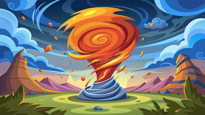Game Animation Effect of Tornado, Fire Storm, Magic Vortex. Wind Twirl ...