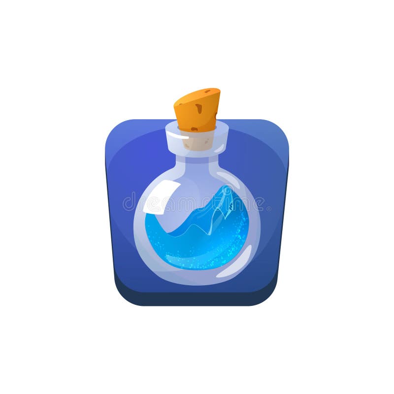 Game or App Button with Potion Bottle, Realistic Vector Illustration ...