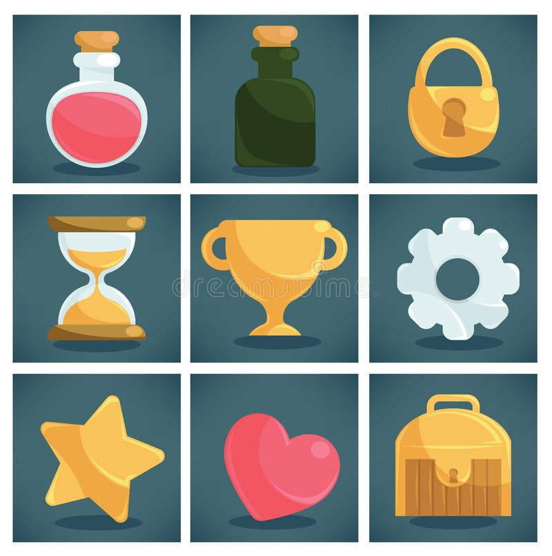 Game elements stock vector. Illustration of green, arrow - 73758338