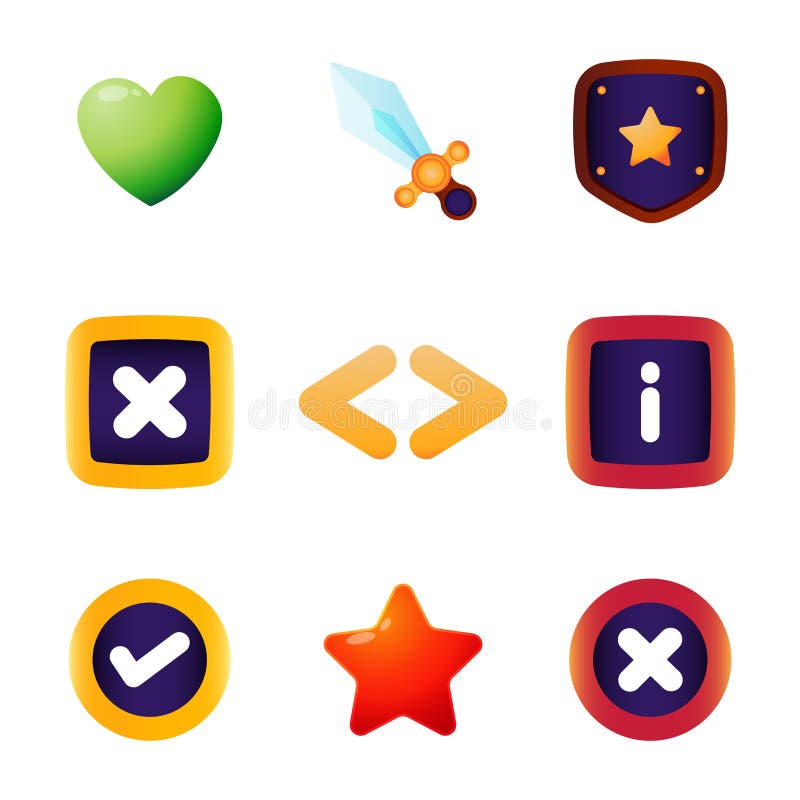 Game Asset UI Design Cartoon Element with Elegant and Colorful Stock ... Game Asset UI Design Cartoon Element with Elegant and Colorful Stock ...