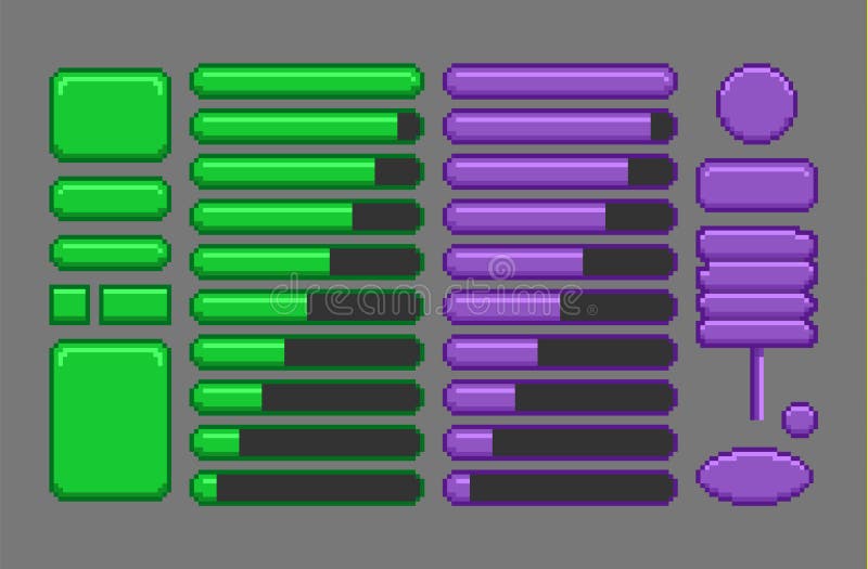 Game Assets, Pixel Art GUI. Stock Vector - Illustration of cartoon ...