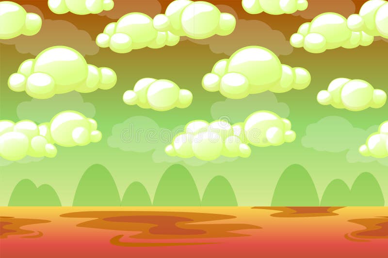 Game Background Made from Seamless Endless Elements-sky, Clouds, Mountains and Desert. Vector ...
