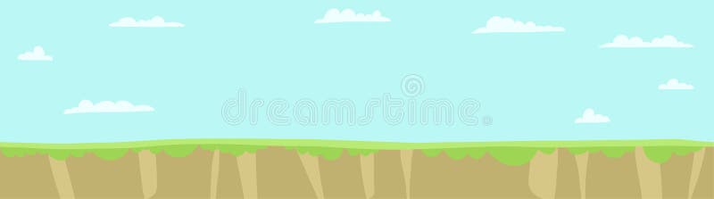 Game Background for Platformer. Empty Path, Grass Sky and Clouds ...