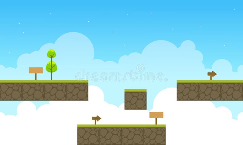 Game Background Style with Sky Landscape Stock Vector - Illustration of ...