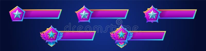 Game Banners with Star Badges, Empty Title Bar Stock Vector ...