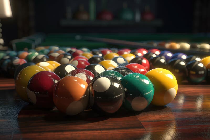 Game of Billiards. Balls for Billiards and Cues. AI Generated Stock ...