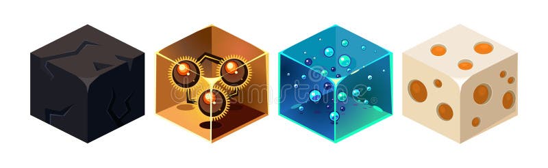 Game Blocks and Cubes of Different Material Vector Set Stock Vector ...