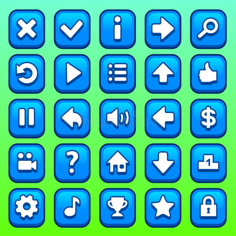 Game Blue Square Buttons Set Stock Vector - Illustration of button ... Game Blue Square Buttons Set Stock Vector - Illustration of button ...