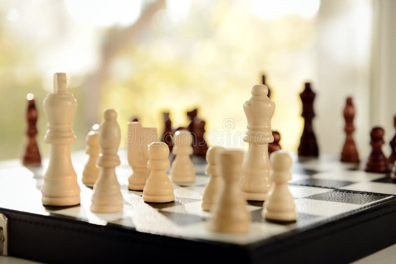 Game Board with Chess Pieces on Windowsill Stock Photo - Image of ...