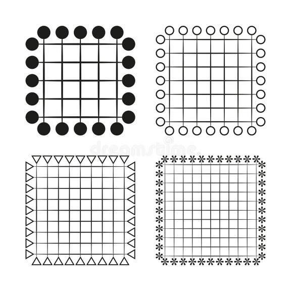 Game Board Grids. Various Border Styles. Square Game Layout. Vector ...